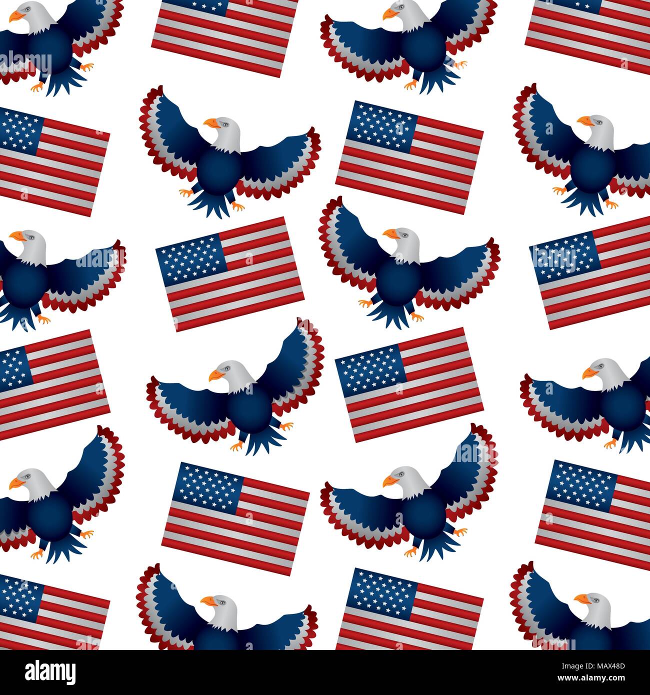 united states of america flags and eagle flying pattern Stock Vector ...