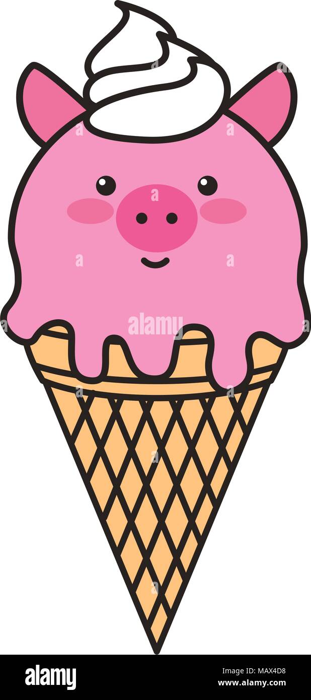 ice cream in cone with face pig Stock Vector Image & Art - Alamy