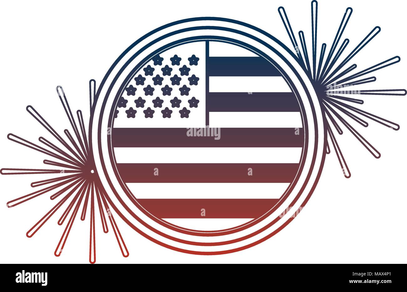 united states of america emblem with fireworks Stock Vector Image & Art ...