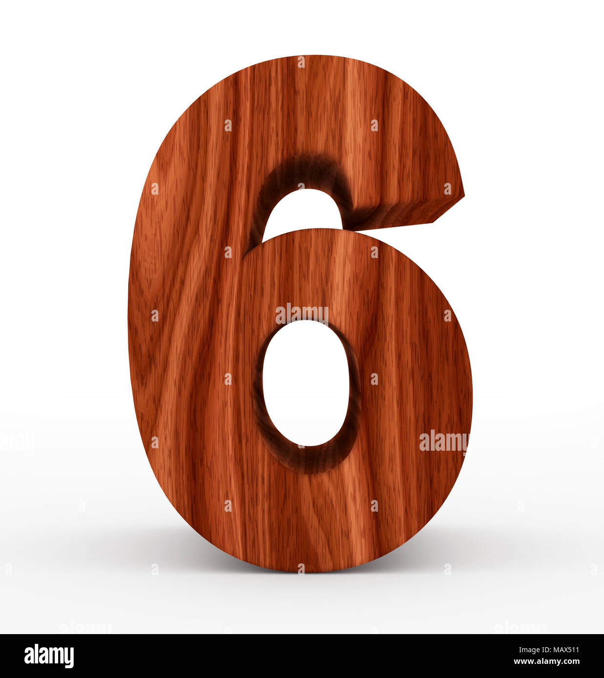 number 6 3d wooden isolated on white - 3d rendering Stock Photo - Alamy