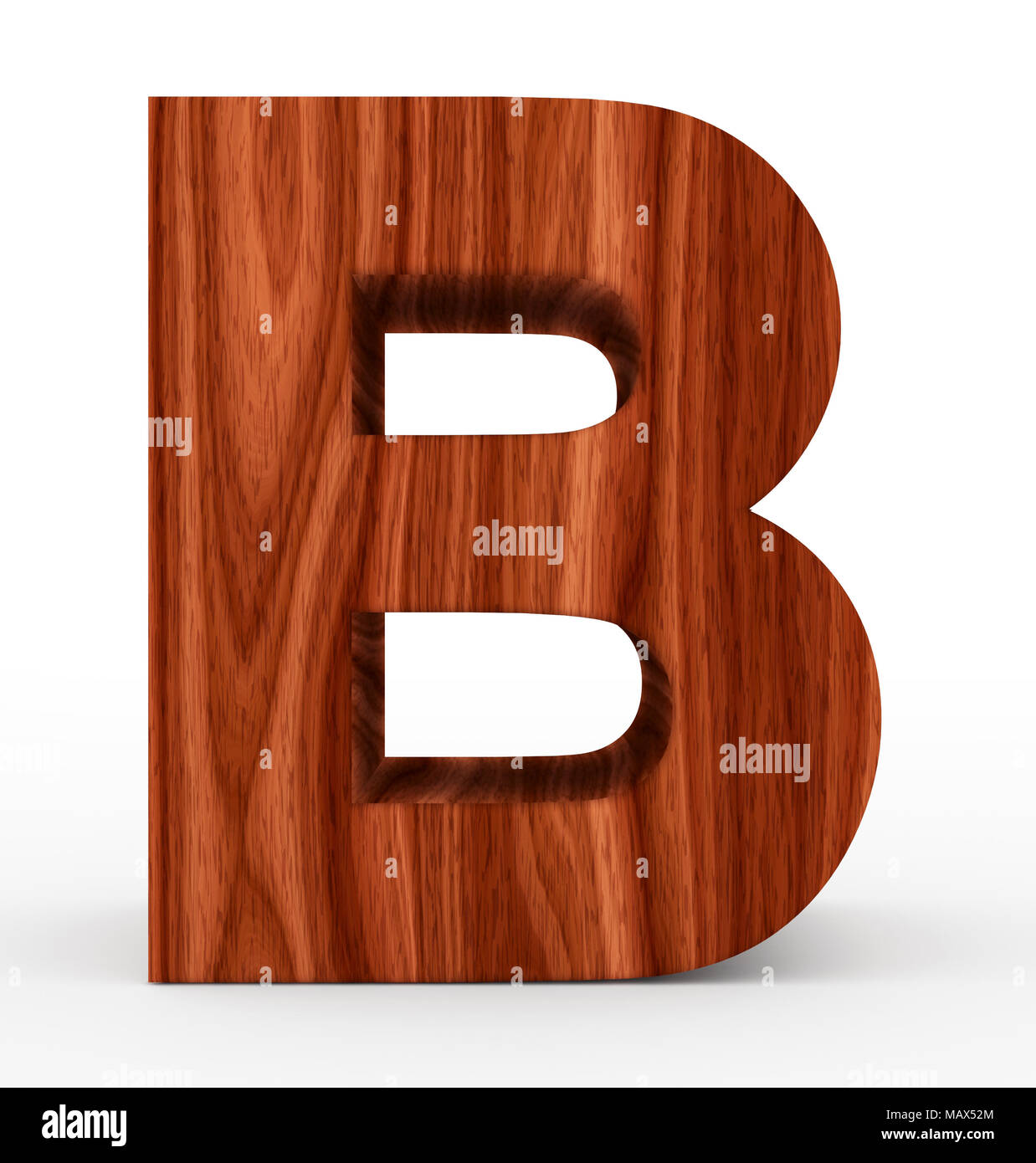 letter B 3d wooden isolated on white - 3d rendering Stock Photo - Alamy