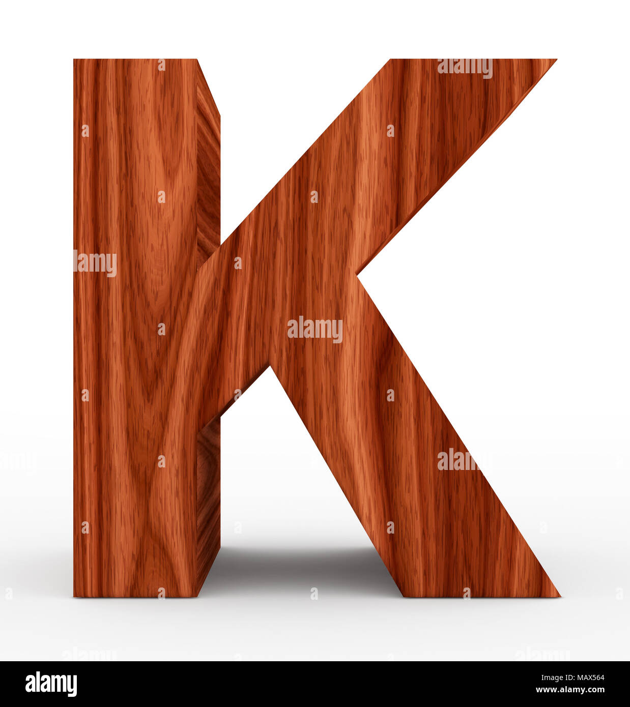 letter K 3d wooden isolated on white - 3d rendering Stock Photo - Alamy