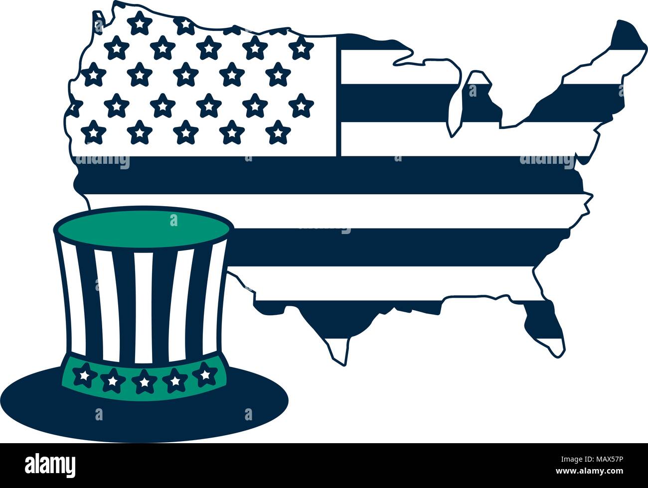 united states of america map with flag and hat Stock Vector Image & Art ...