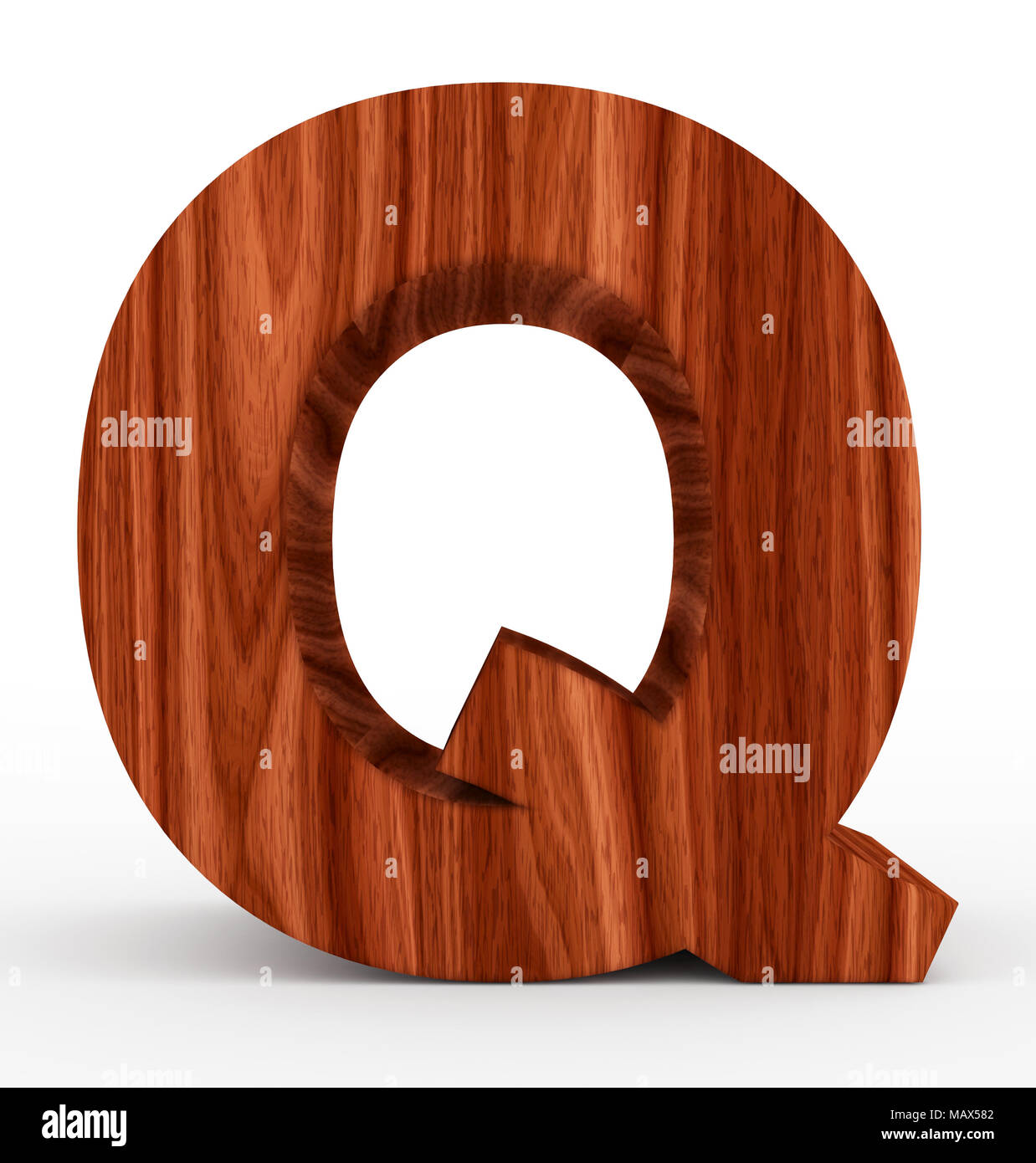 letter Q 3d wooden isolated on white - 3d rendering Stock Photo - Alamy