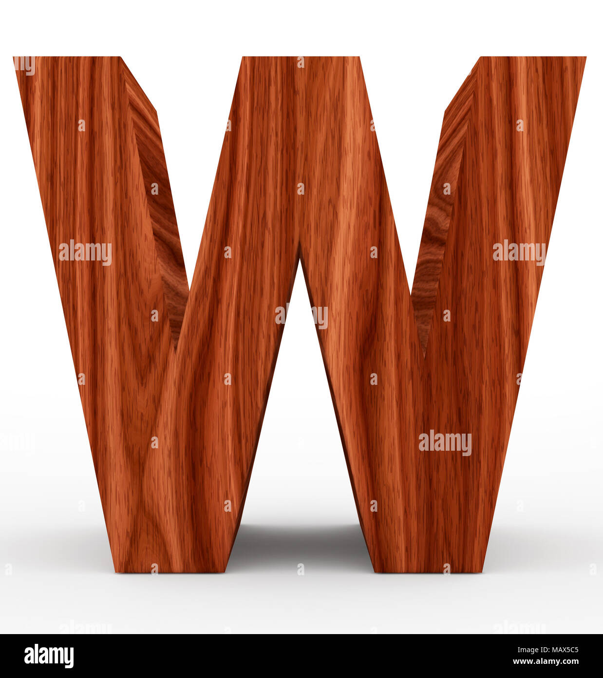 letter W 3d wooden isolated on white - 3d rendering Stock Photo - Alamy