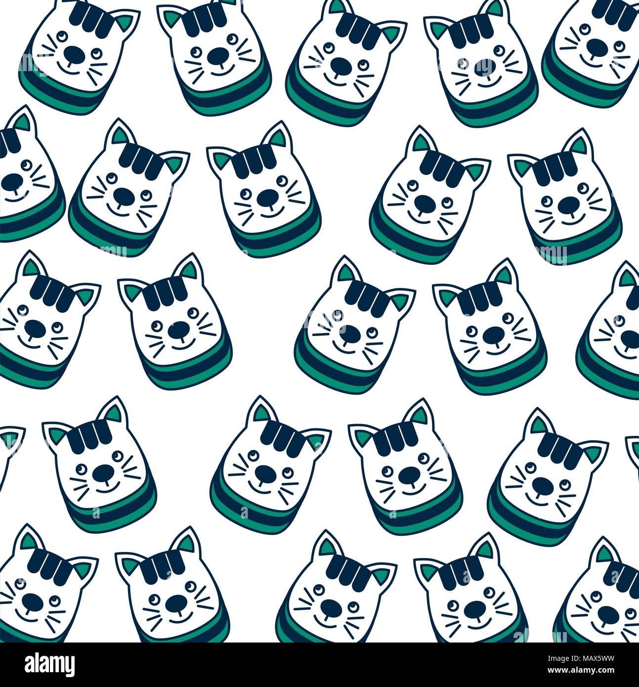 cute little cat head pattern background Stock Vector Image & Art - Alamy