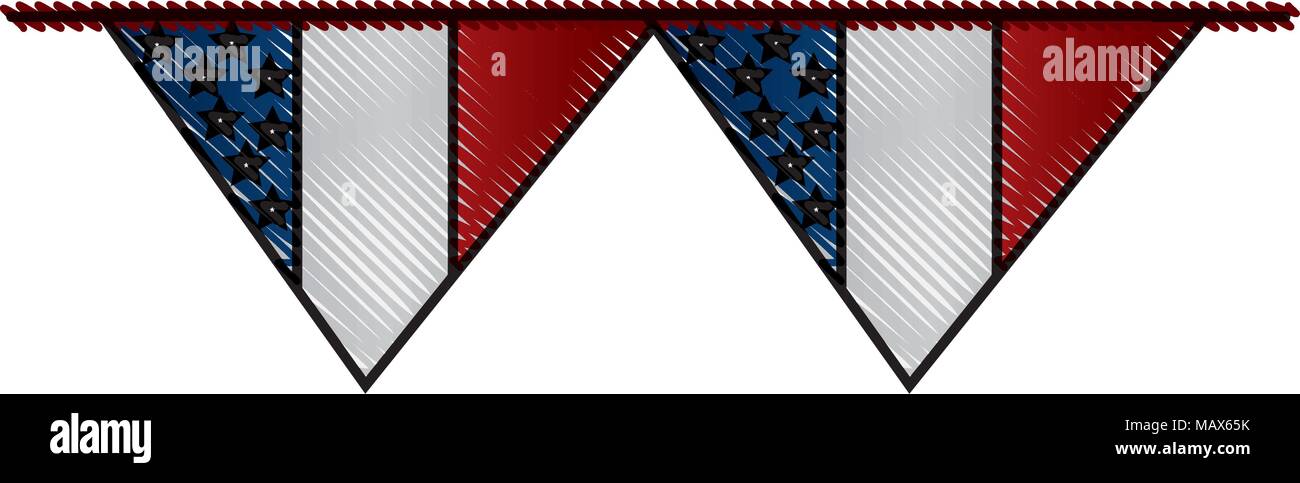 triangle pennants american flags hanging decoration Stock Vector Image ...