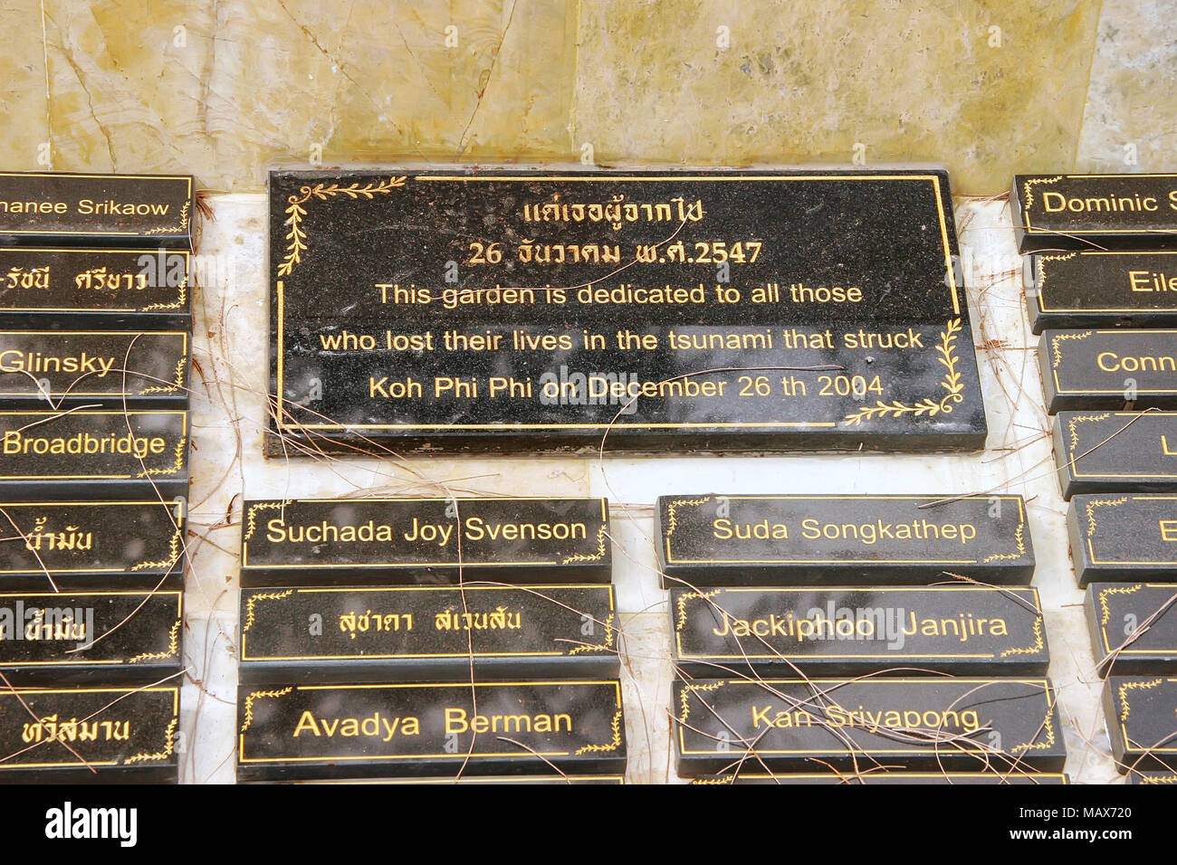 Tsunami memorial on Phi Phi Don Island, Krabi Province, Thailand. Koh ...