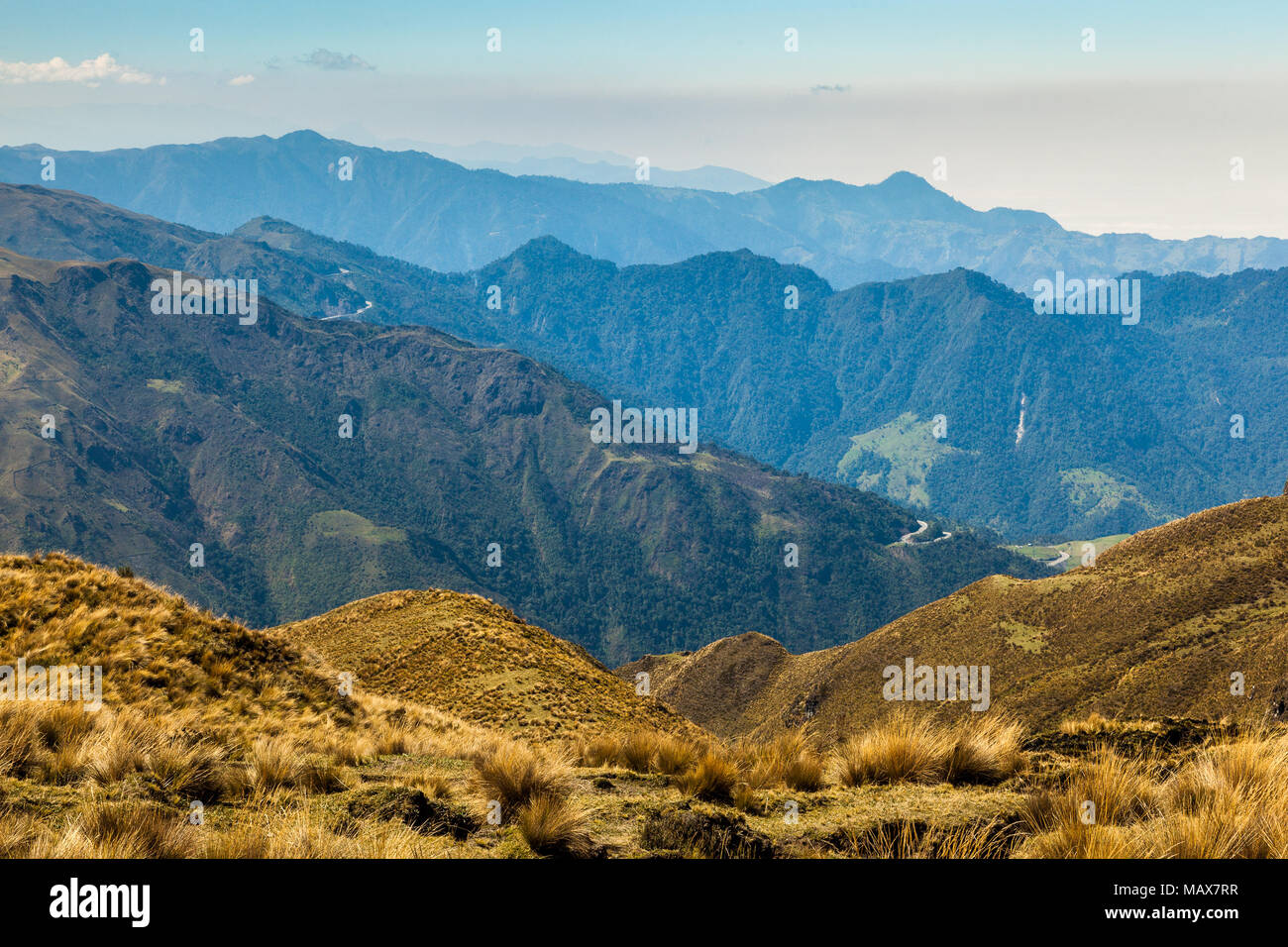 Typical Andean landscape with a succession of mountainous silhouettes ...