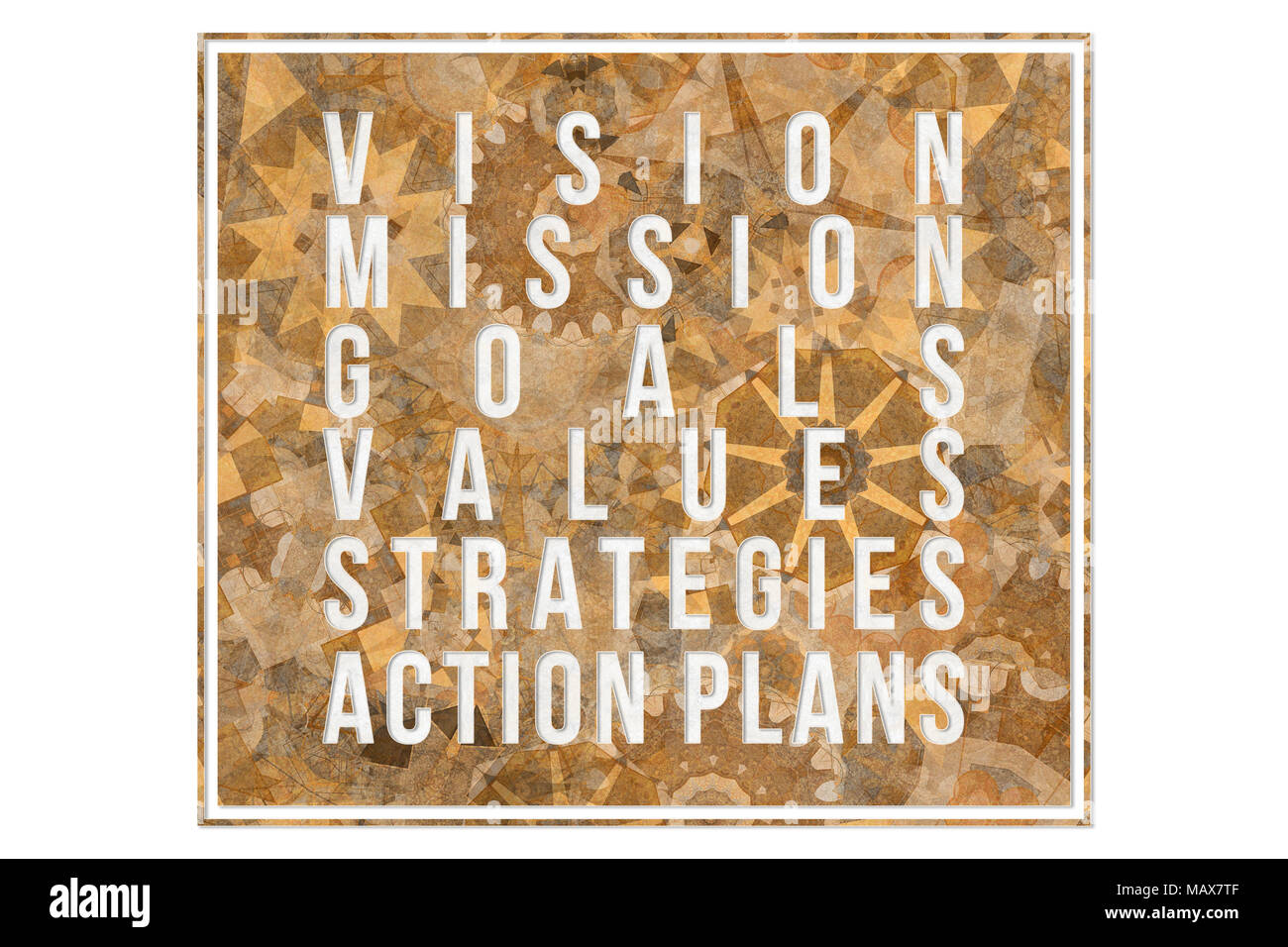 Vision, Mission, Goals, Values, Strategies & Action Plans, abstract ...
