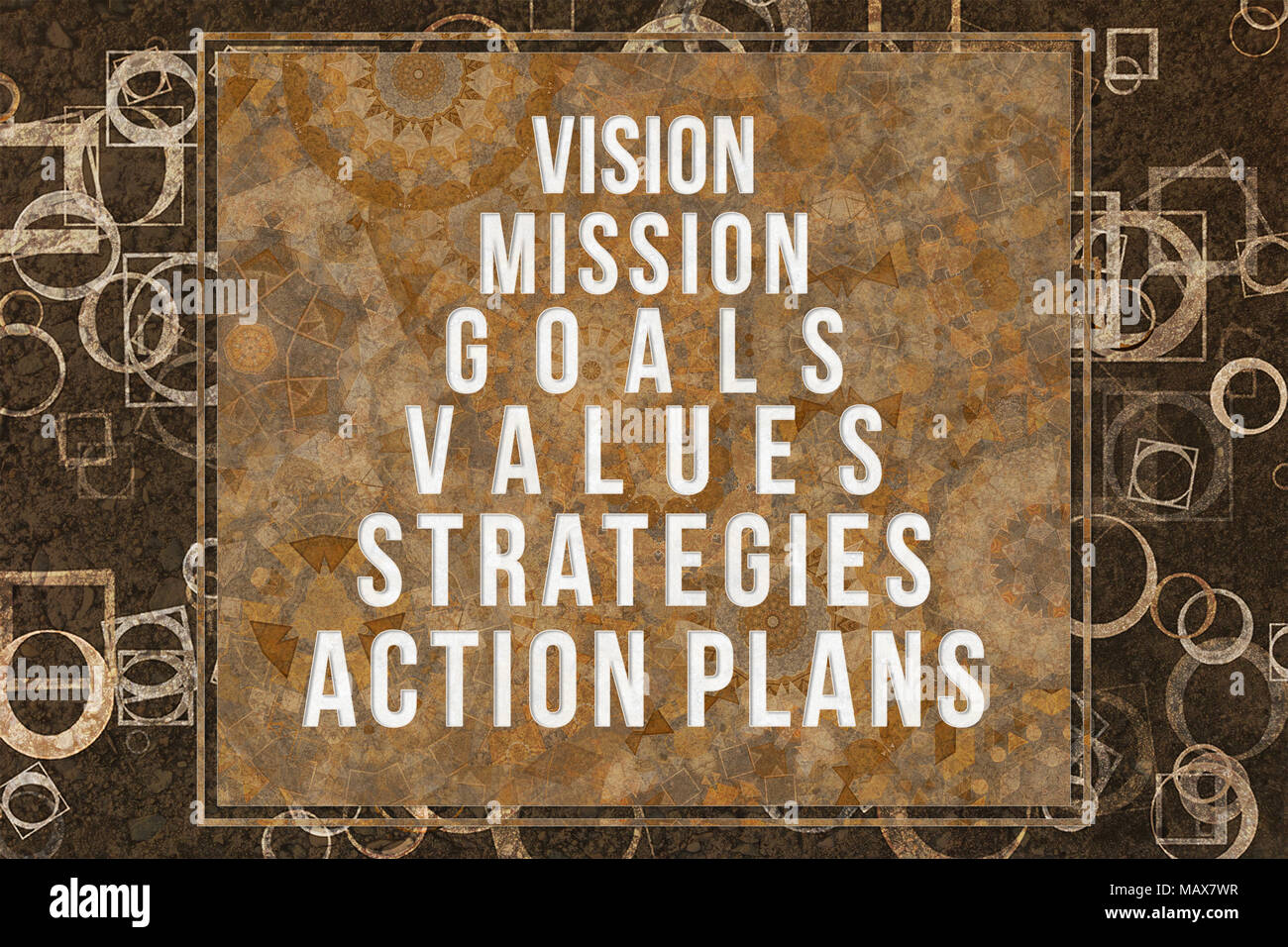 Vision, Mission, Goals, Values, Strategies & Action Plans, abstract ...