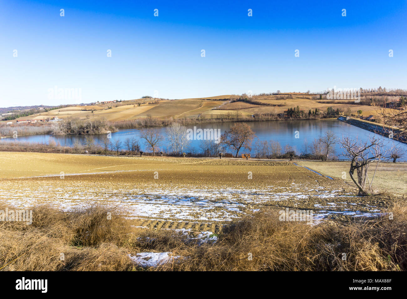 countryside landscape with lake in Turin Stock Photo - Alamy