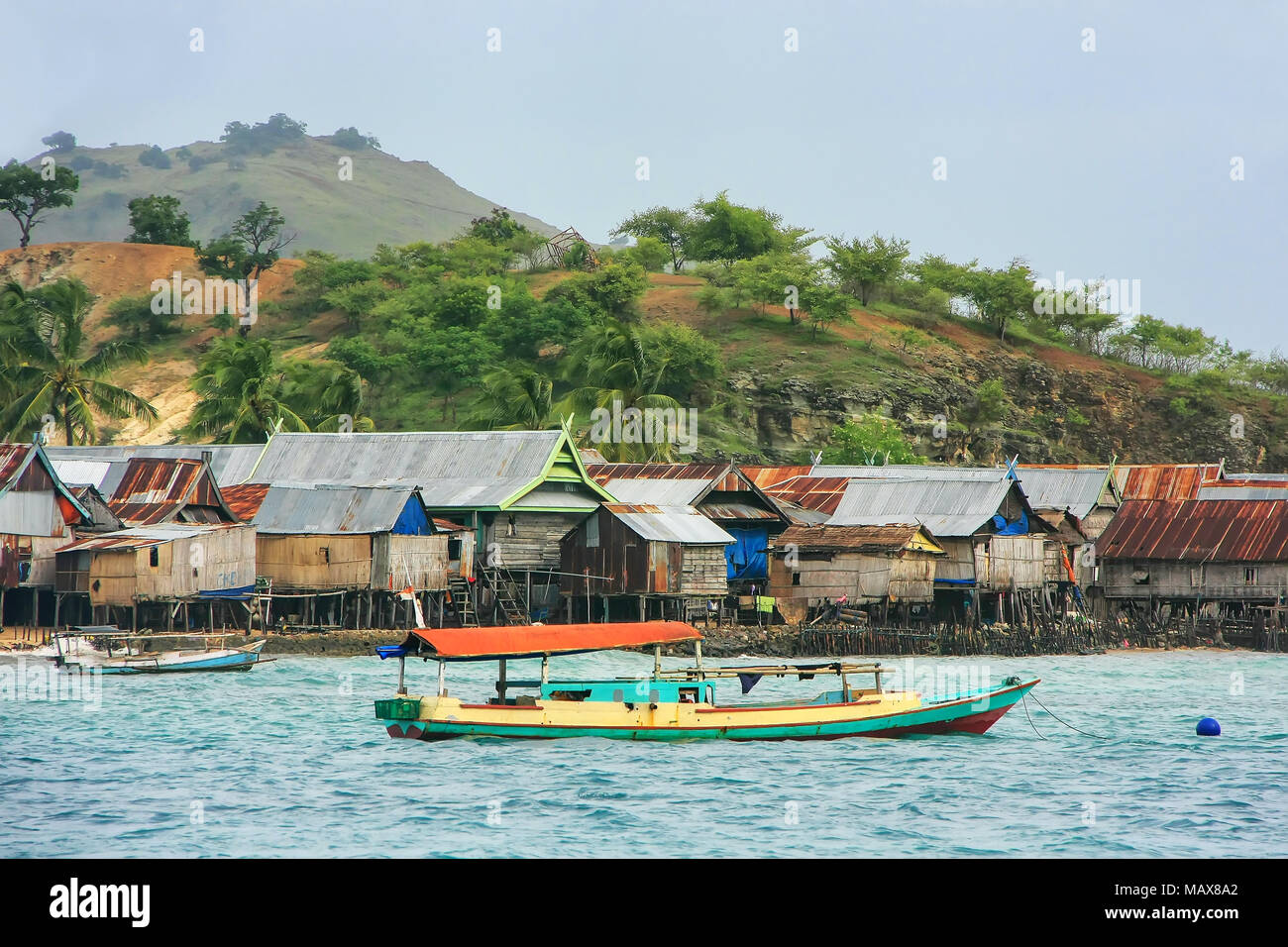 Typical village on small island in Komodo National Park, Nusa Tenggara ...