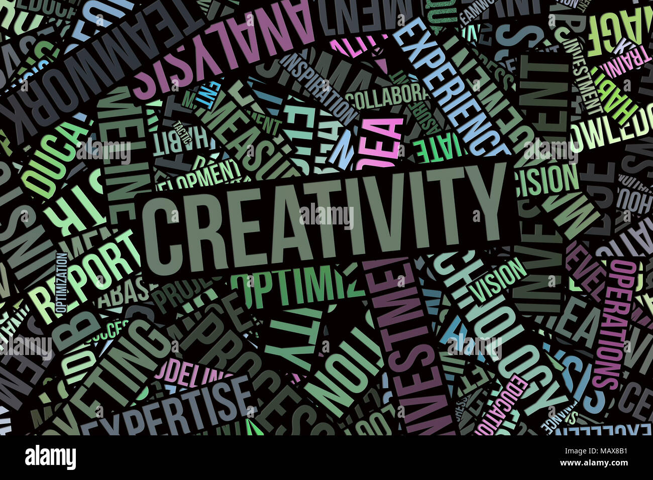 Creativity, business word cloud, abstract embossed, for web page ...