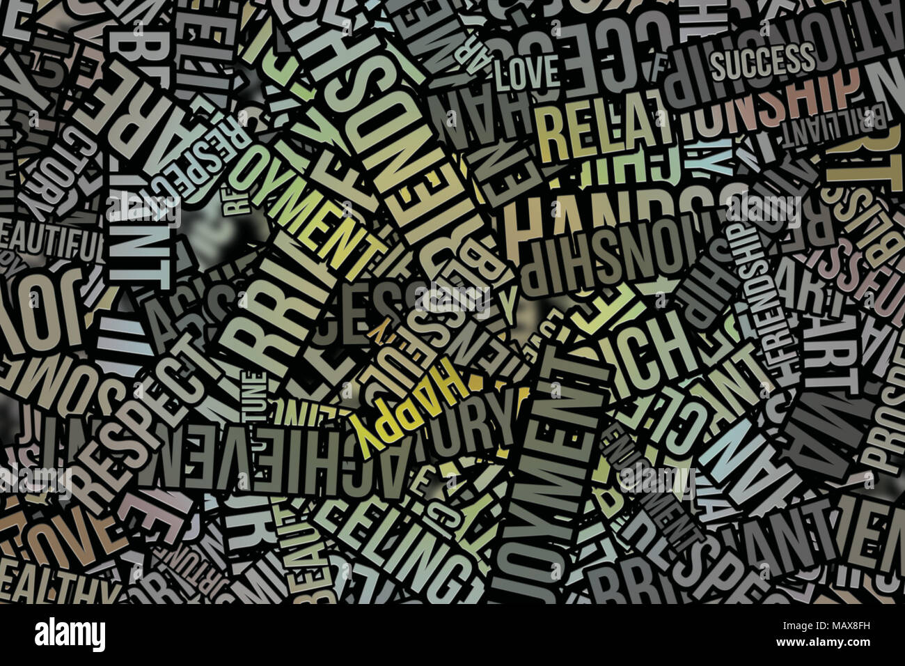 Happy word cloud, abstract embossed, for web page, graphic design ...