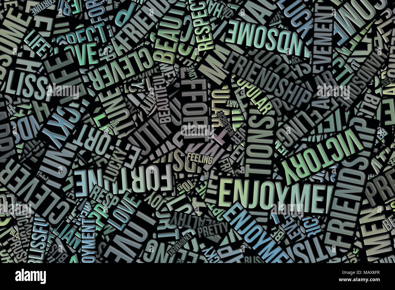 Happy word cloud, abstract embossed, for web page, graphic design ...