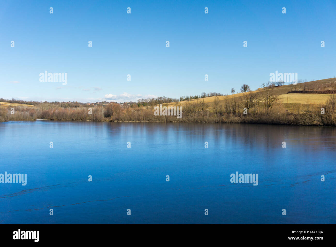 countryside landscape with lake in Turin Stock Photo - Alamy