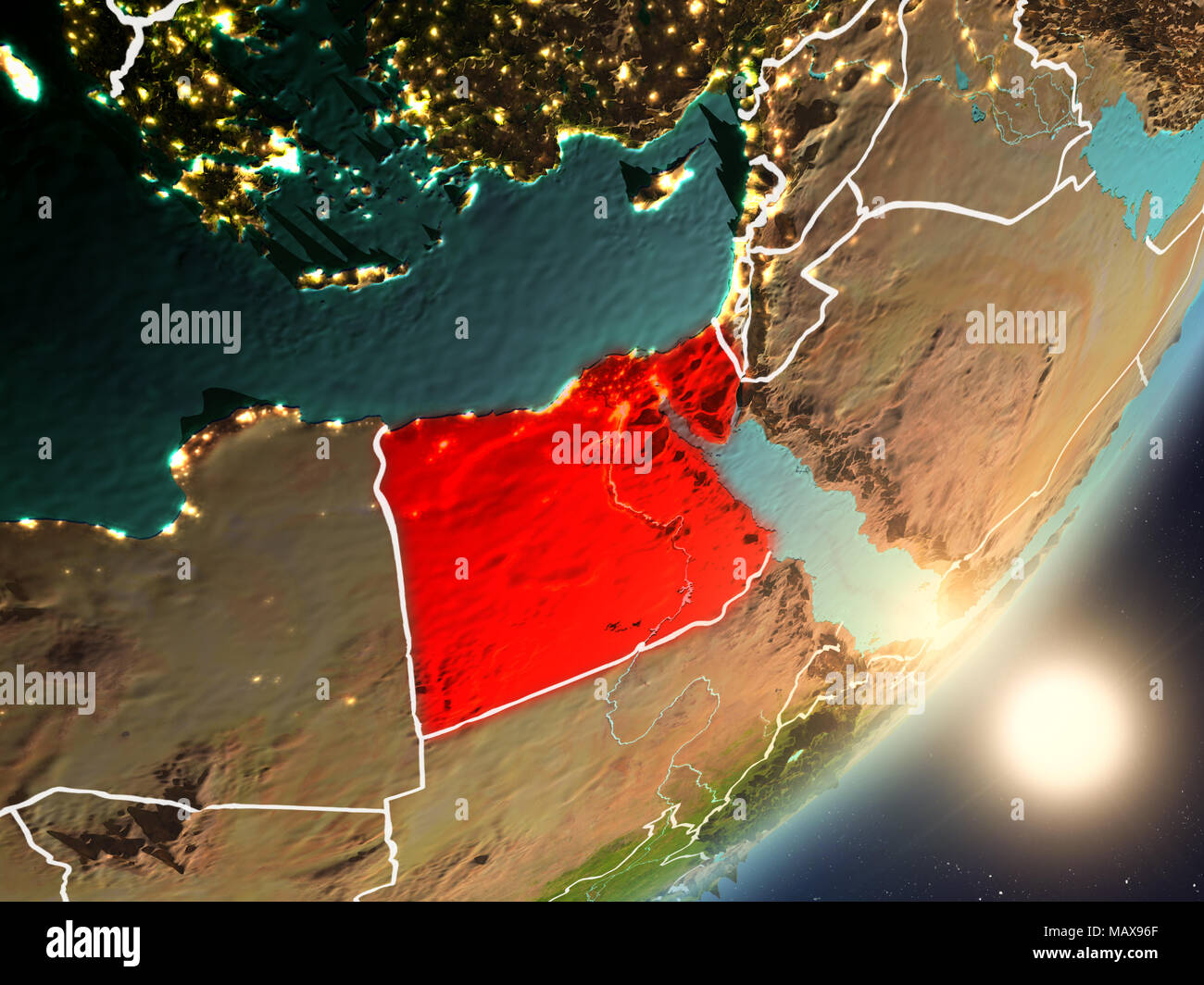 Egypt from space with highly detailed surface textures and visible ...