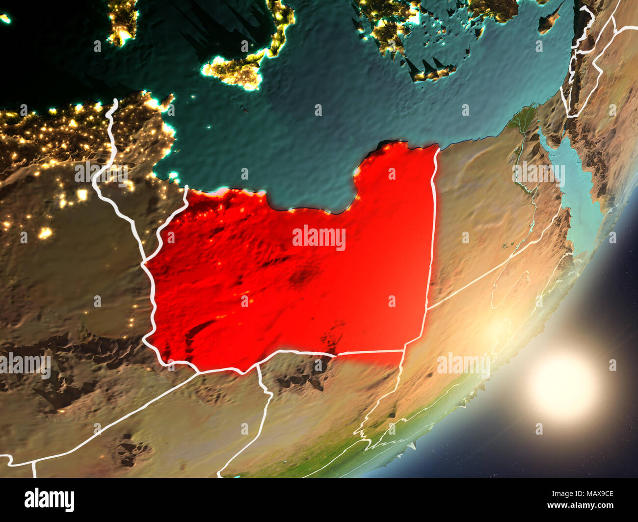 Libya from space with highly detailed surface textures and visible ...
