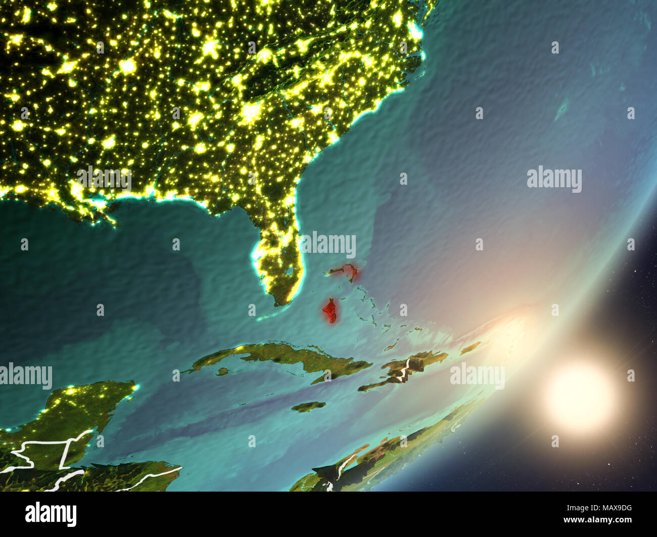 Bahamas from space with highly detailed surface textures and visible ...