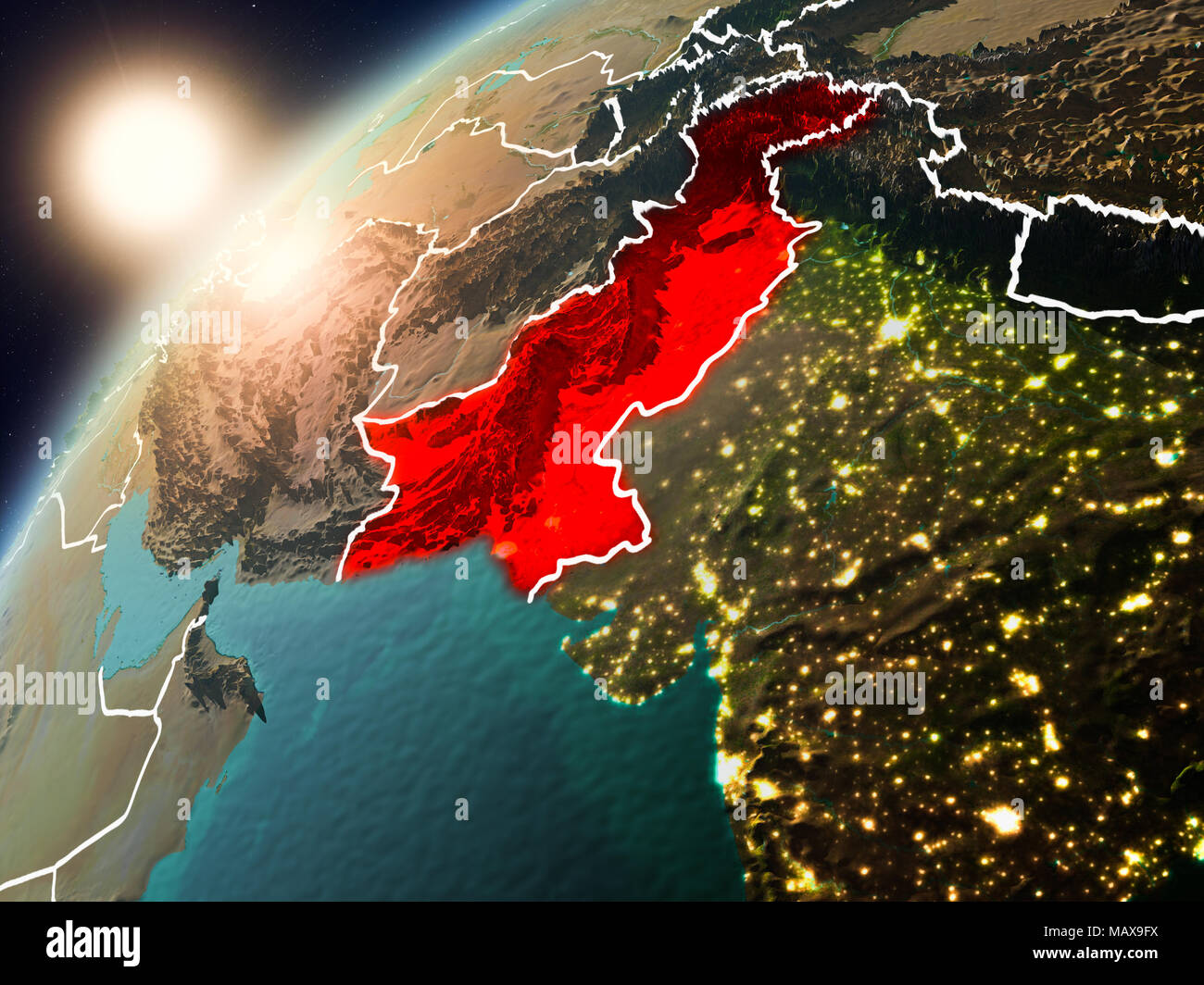 Highlighted satellite image of pakistan hi-res stock photography and ...
