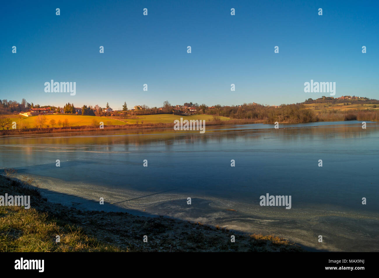 countryside landscape with lake in Turin Stock Photo - Alamy
