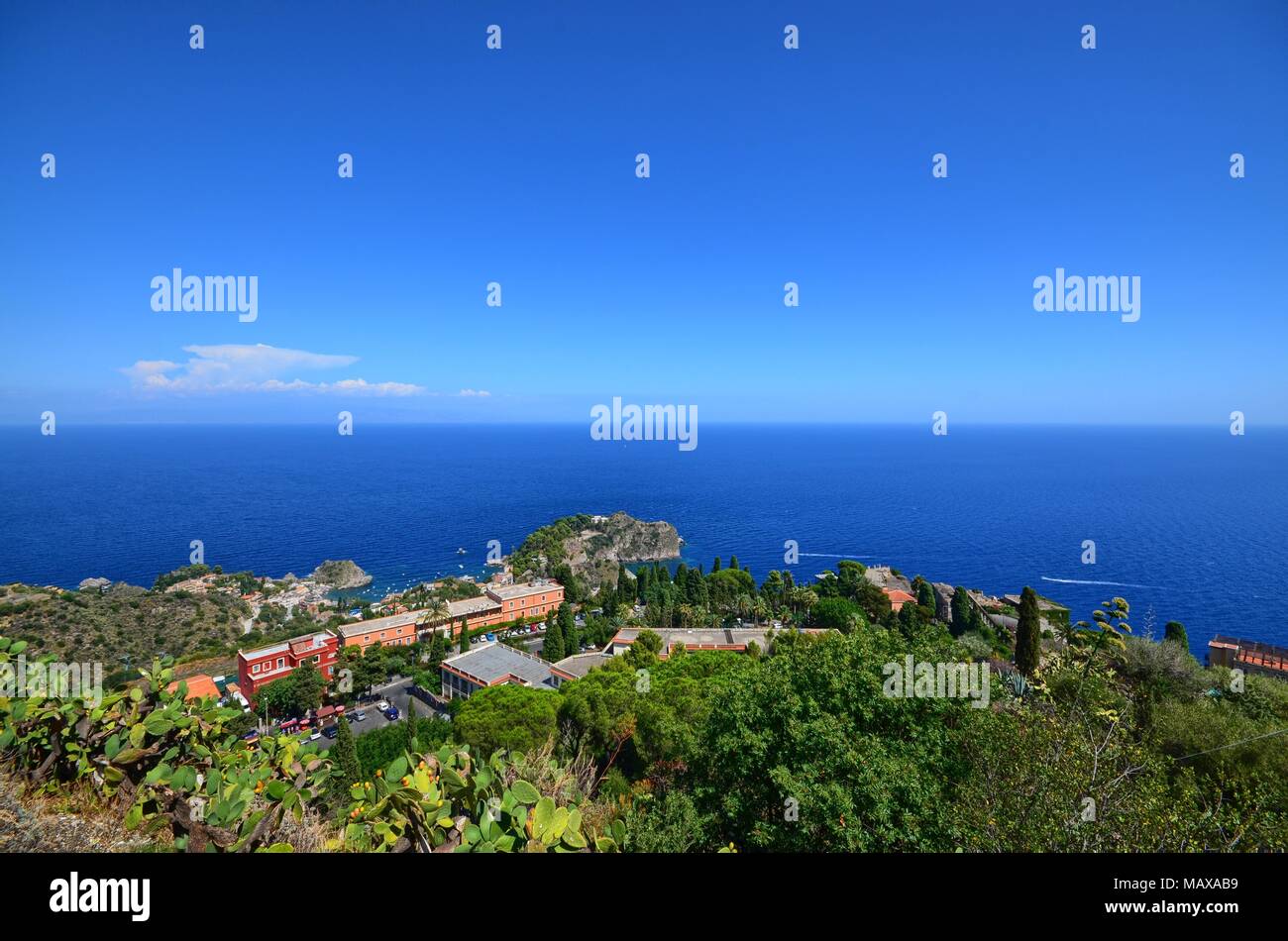 Taormina, Italy, Sicily August 26 2015. The splendid panorama from the ...