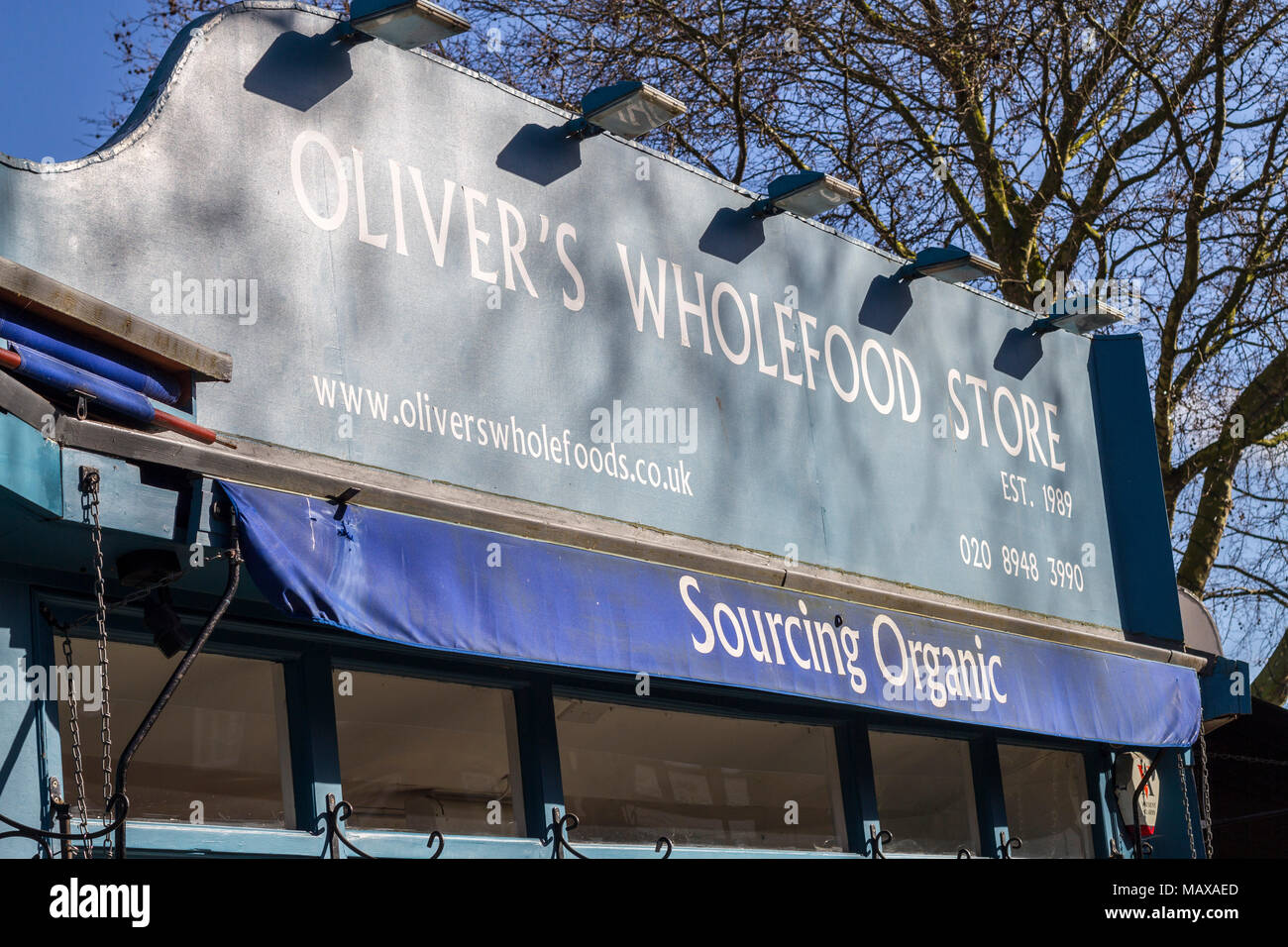 Oliver's Wholefood store sign, shop sign Kew, London UK Stock Photo - Alamy