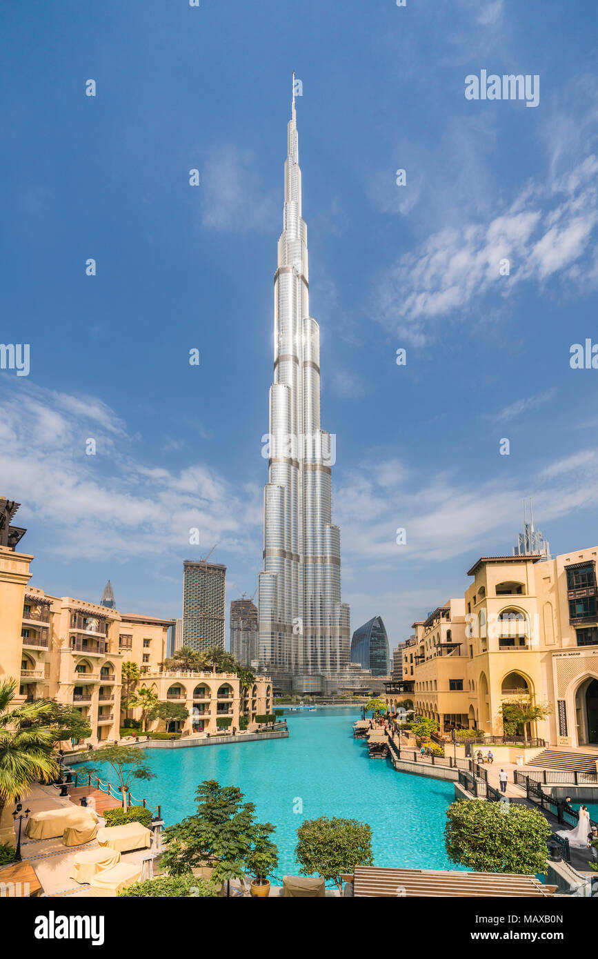 The Burj Khalifa tall building in downtown Dubai, UAE, Middle East ...