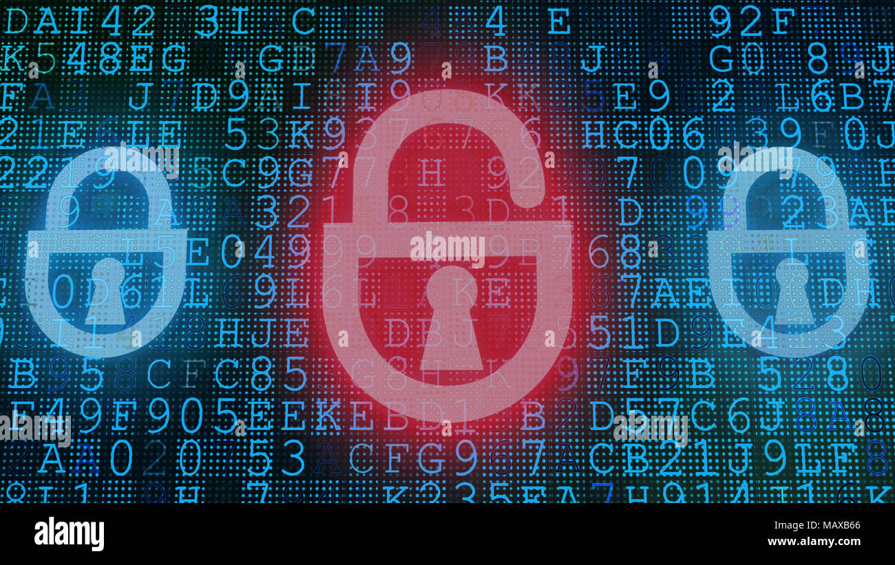 A volumetric 3d rendering of a computer screen with blue coded letters ...