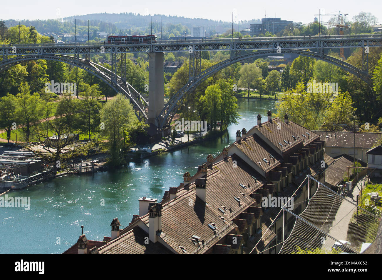 Train tracks on top of the river in Bern Switzerland Stock Photo - Alamy