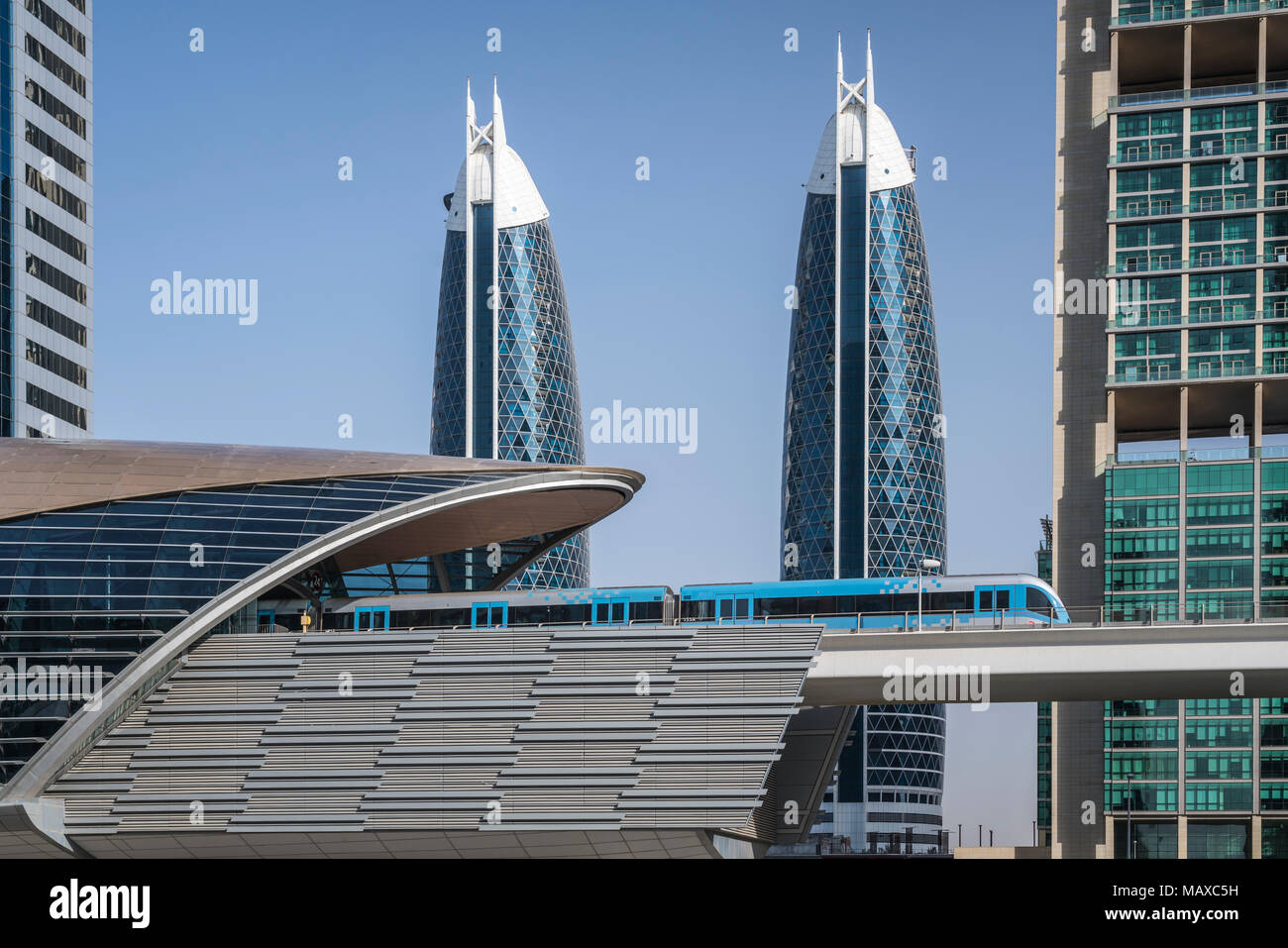 The Metro Station and tall office towers in the Financial district of ...