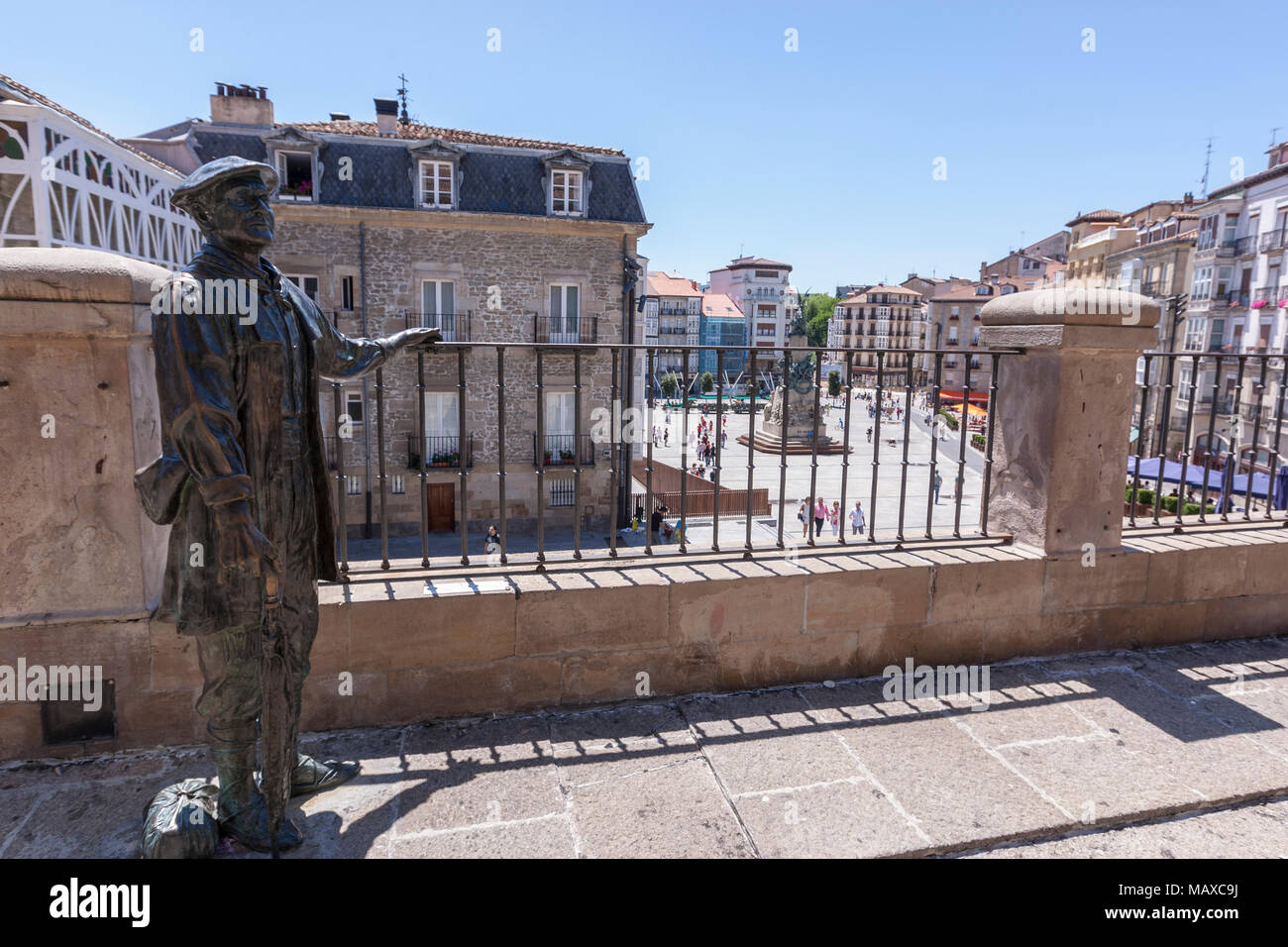 Celedon statue Plaza de la Virgen Blanca. Vitoria, Basque Country ...