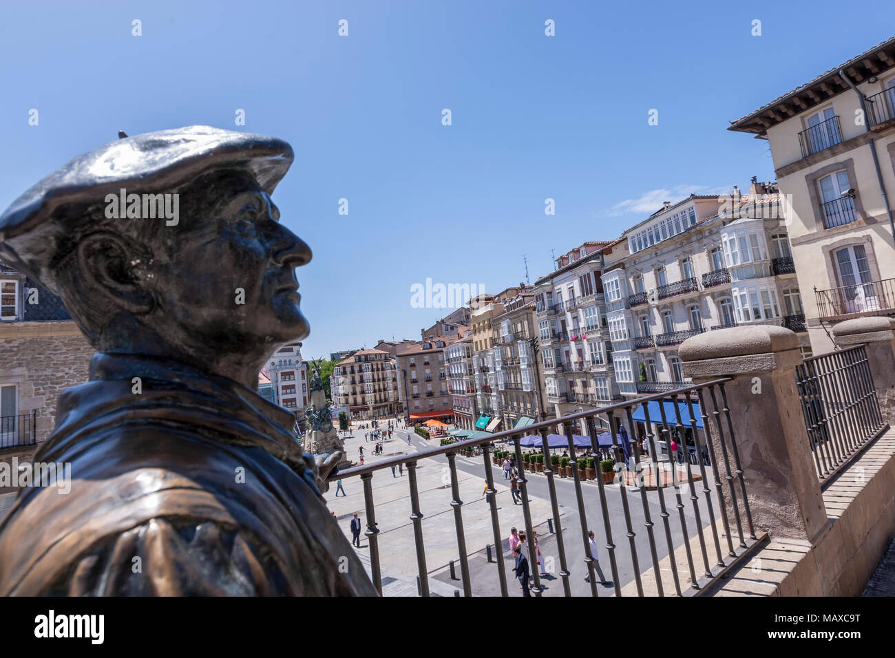 Celedon statue Plaza de la Virgen Blanca. Vitoria, Basque Country ...