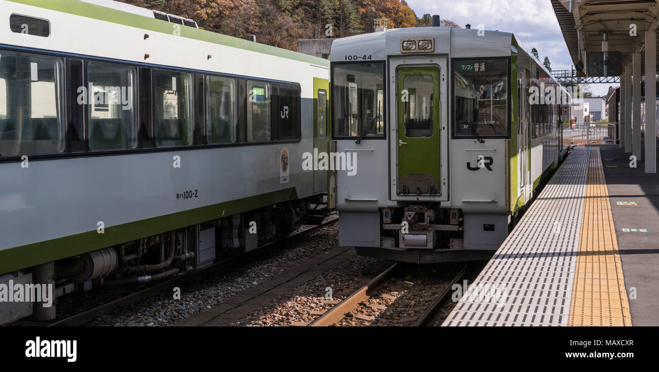 Japan Rail (JR East) KiHa 100 Series trains at Kesennuma Station in ...