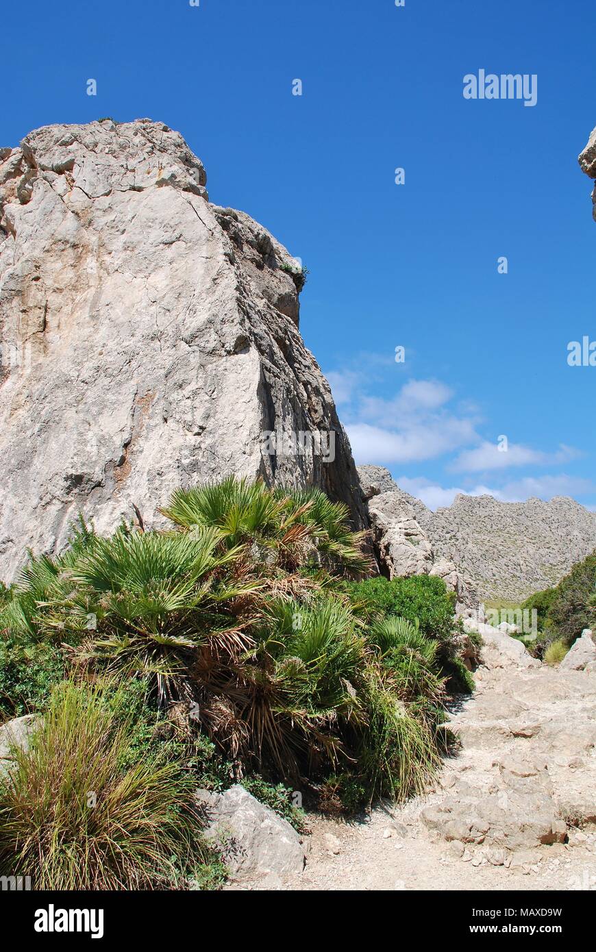 Giant boulders line the trail through the Boquer valley in the Serra de ...