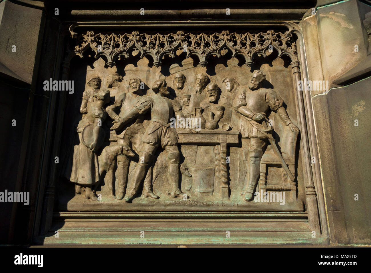 Bronze panel sculpted by George Clark Stanton on the Buccleuch Memorial ...