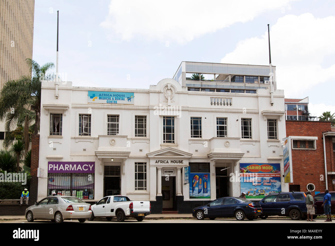 Africa House in Harare, Zimbabwe. The building houses a pharmacy plus a ...