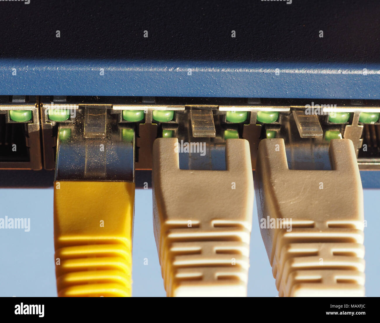Modem router switch with ports for RJ45 plug in LAN local area network ...