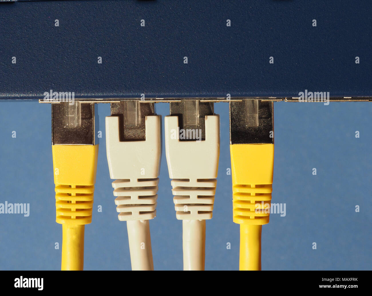 Modem router switch with ports for RJ45 plug in LAN local area network ...