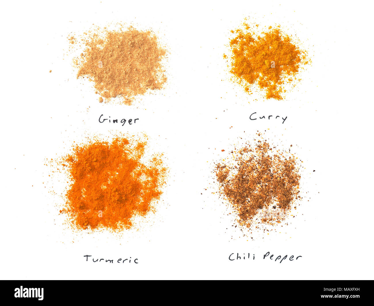 Many Indian and South American spices powder including Ginger Curry ...
