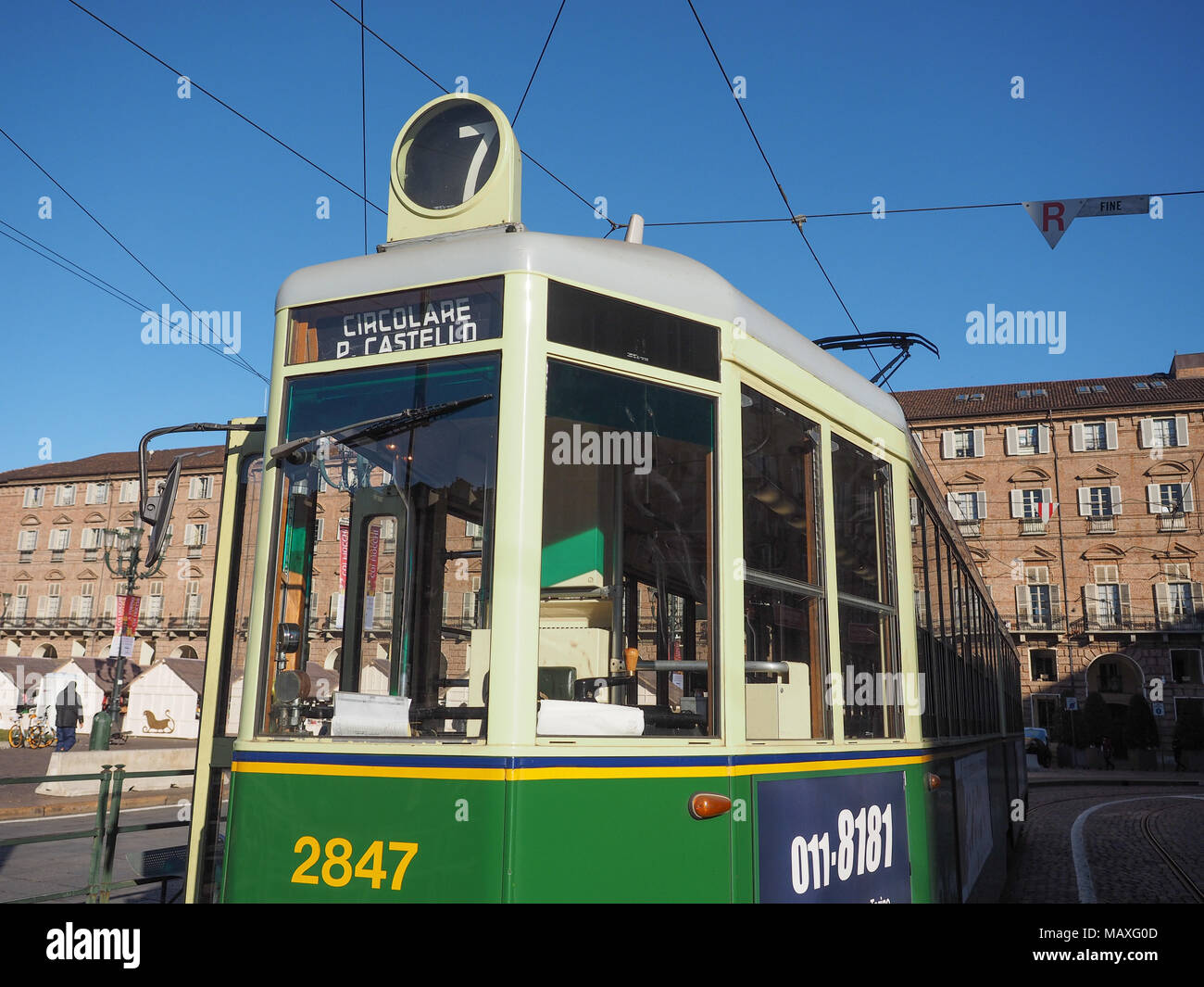 TURIN, ITALY - CIRCA JANUARY 2018: Vintage tramway train for public ...
