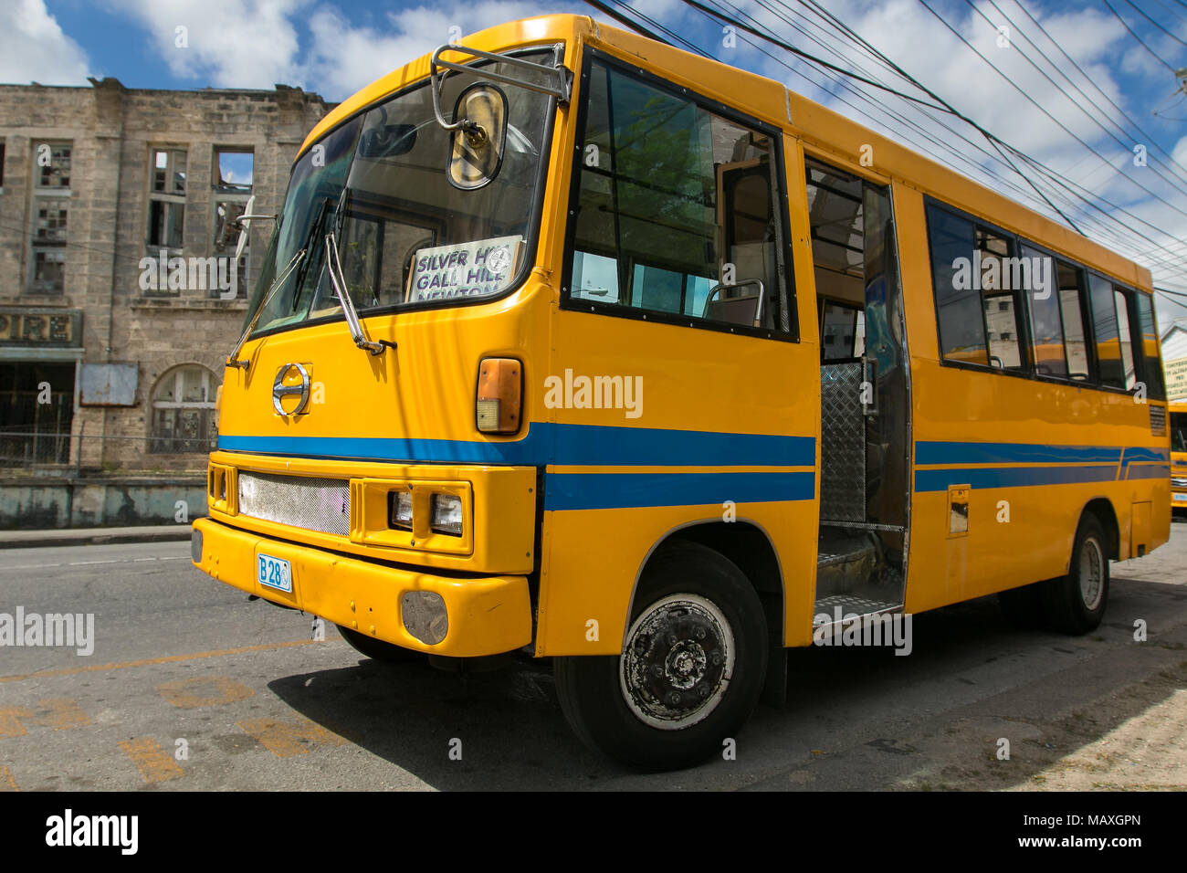 Typical bus in Barbados Stock Photo - Alamy