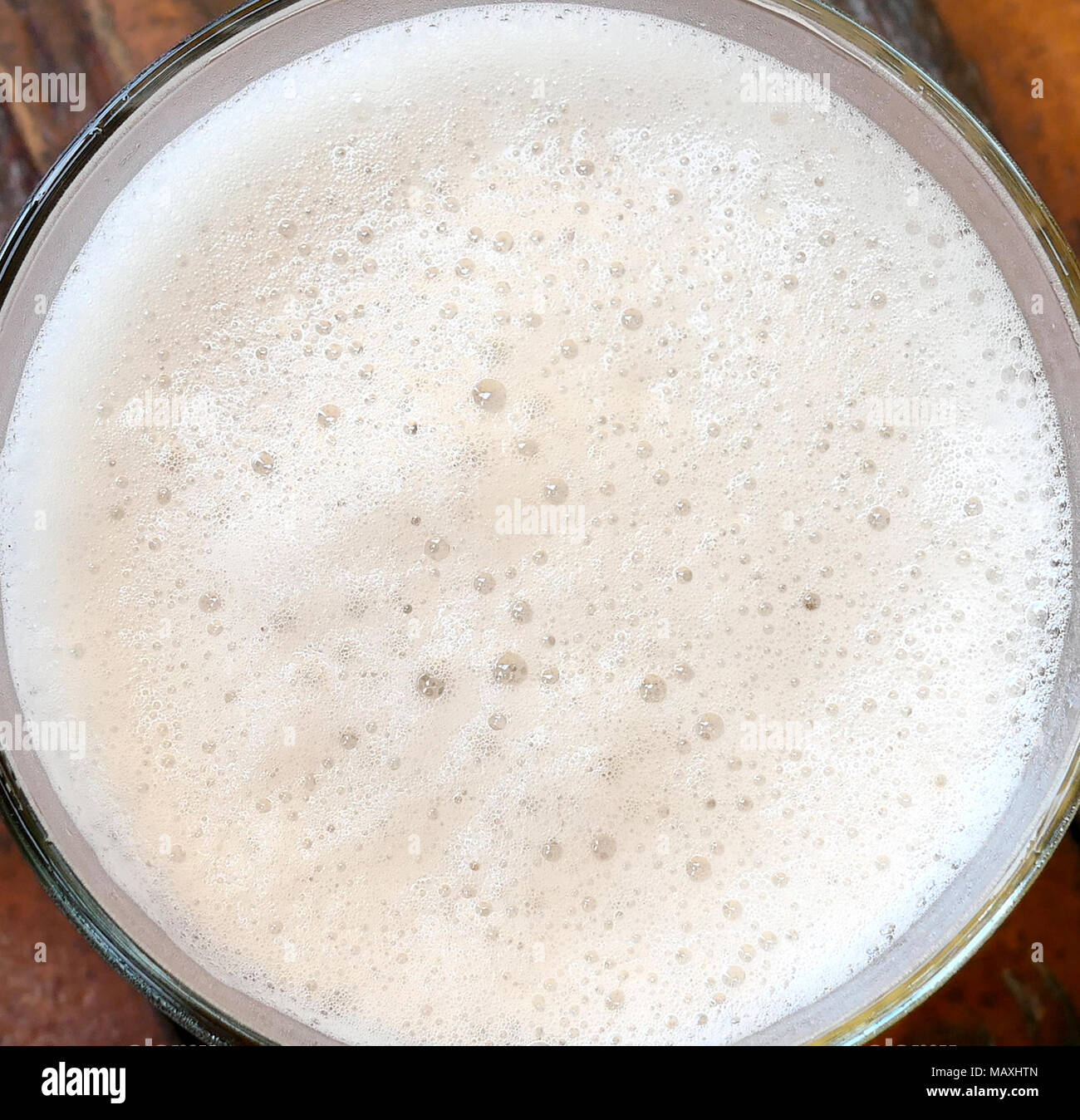 Top view of glass with beer Stock Photo - Alamy