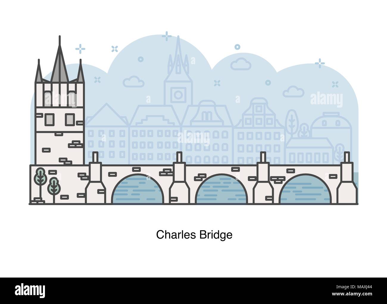 Prague river bridge Stock Vector Images - Alamy