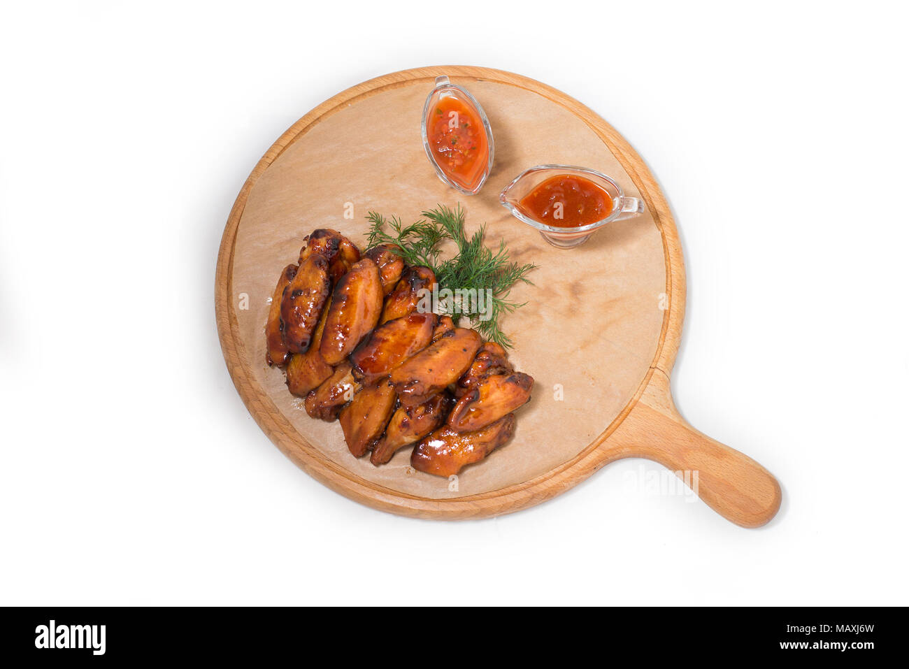 Grilled chicken wings on a tree white background Stock Photo - Alamy