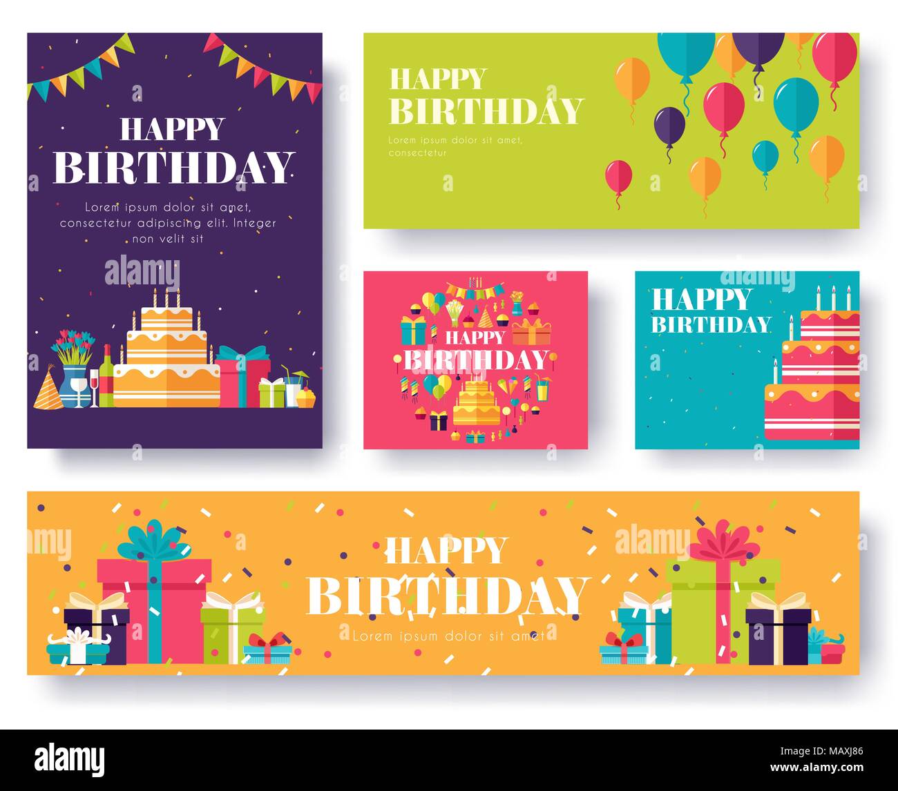 Gift information cards set. Surprise template of flyear, magazines ...