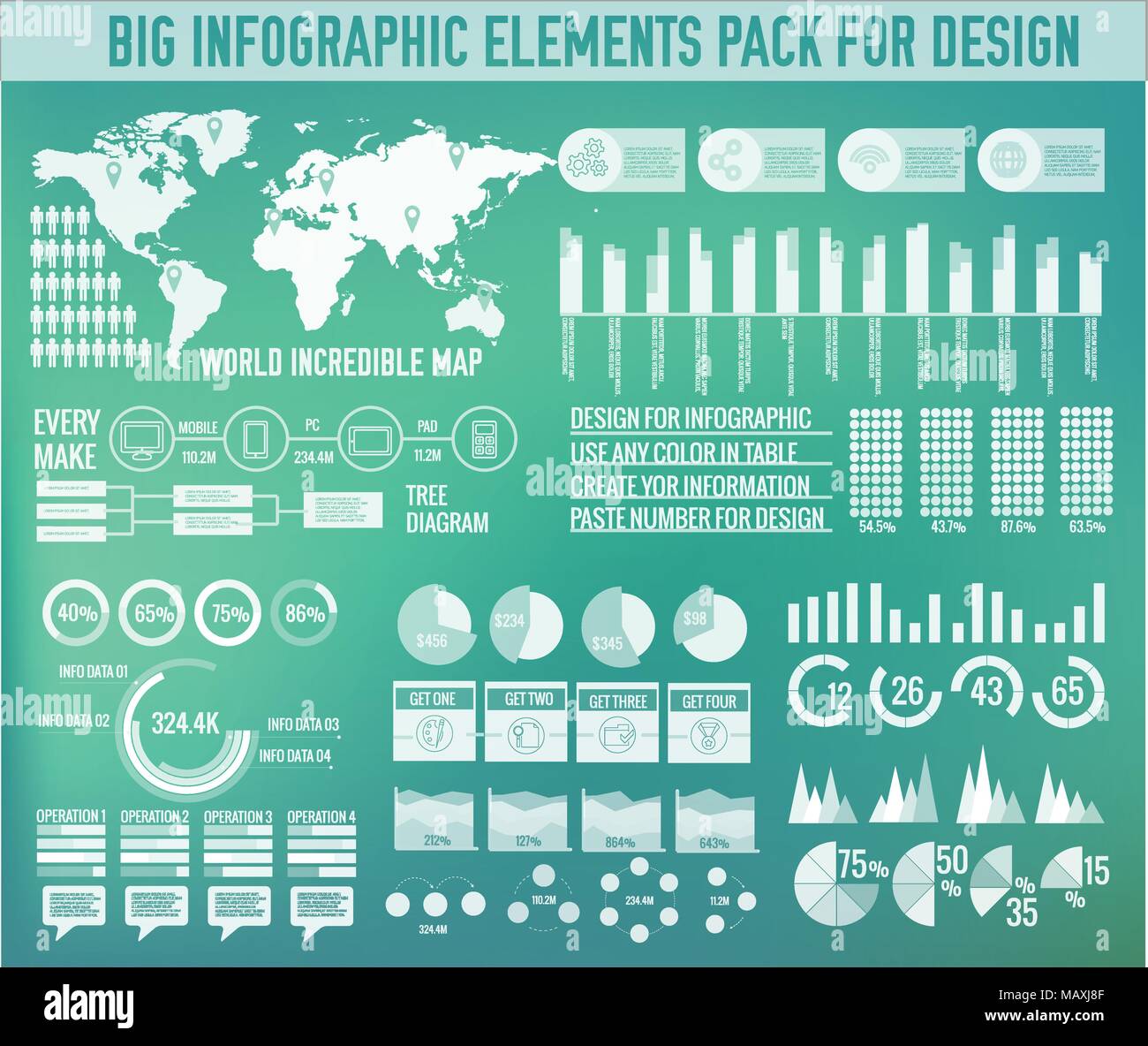 Modern big infographic elements chart set on blurred background ...