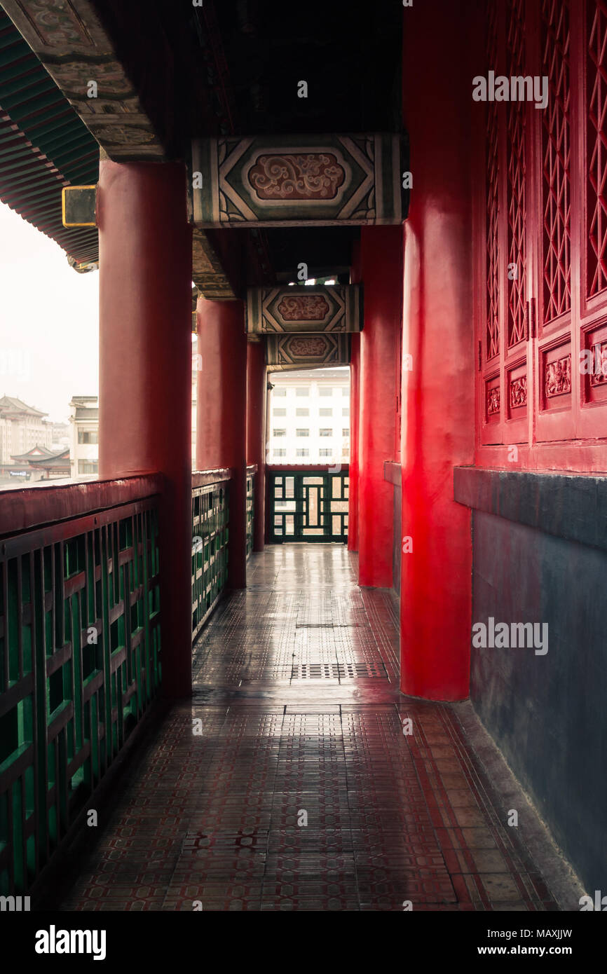 Ancient Chinese Temple Interior Wooden Walkways Ceiling Culture ...
