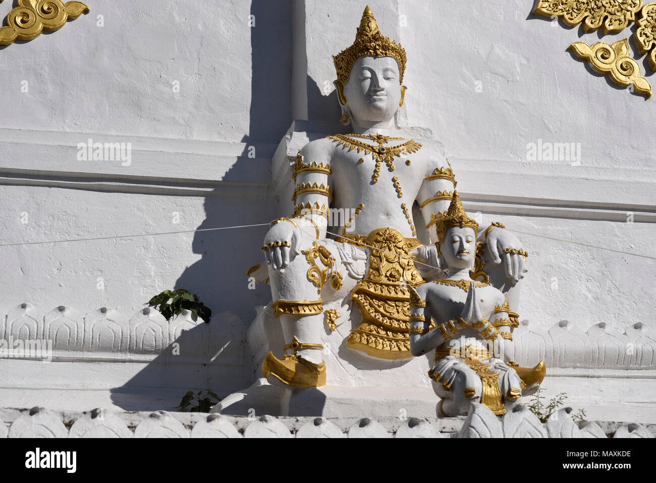 Buddhist statues at temple Wat Chiang Yuen, Chiang Mai, Thailand Stock ...